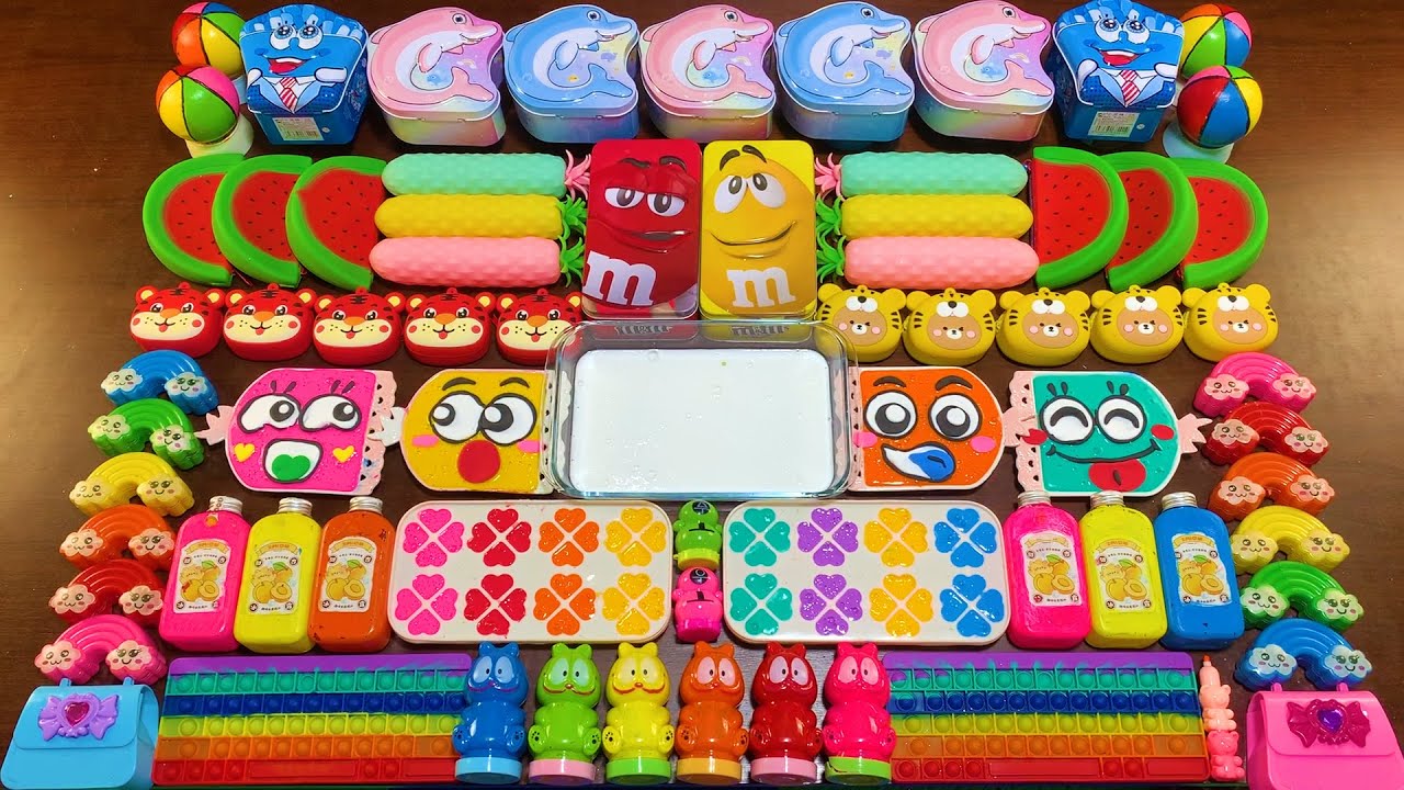 Mixing M&M into Glossy Slime !!! SlimeSmoothie Satisfying Slime Videos ...