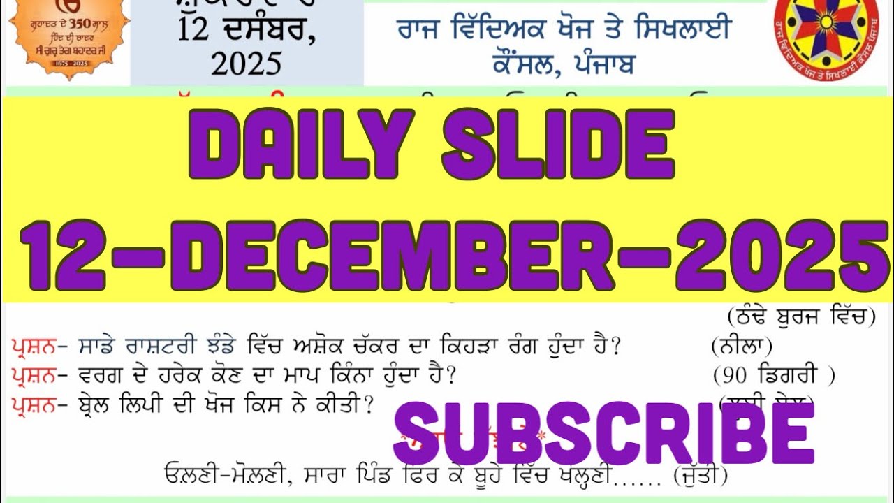 Daily Slide 12-Dec-2025 || Morning Slide-47 || Today Slide || GK - YouTube