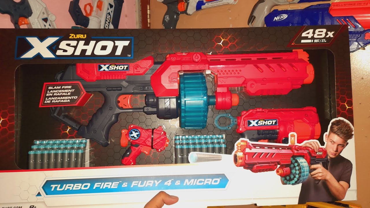 [UNBOXING] Zuru X Shot Red Turbo Fire, Fury 4, Microshot Combo Pack ...