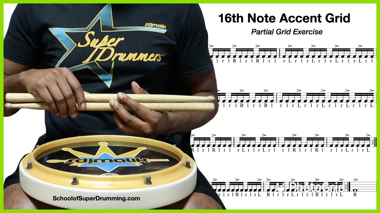 BASIC EXERCISE FOR DRUMMERS | 16th Note Accent Grid + Breakdown - YouTube