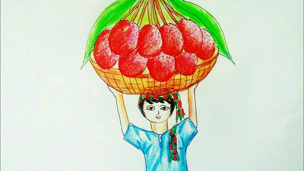 how to draw litchi - YouTube