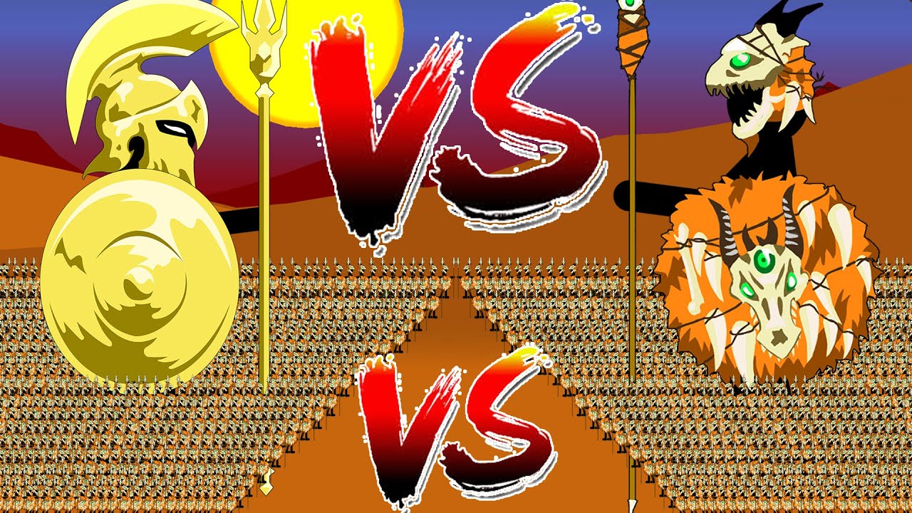 SUMMON ARMY SPEARTON GOLDEN VS ARMY SPEARTON SAVAGE IN INSANE MAP ...