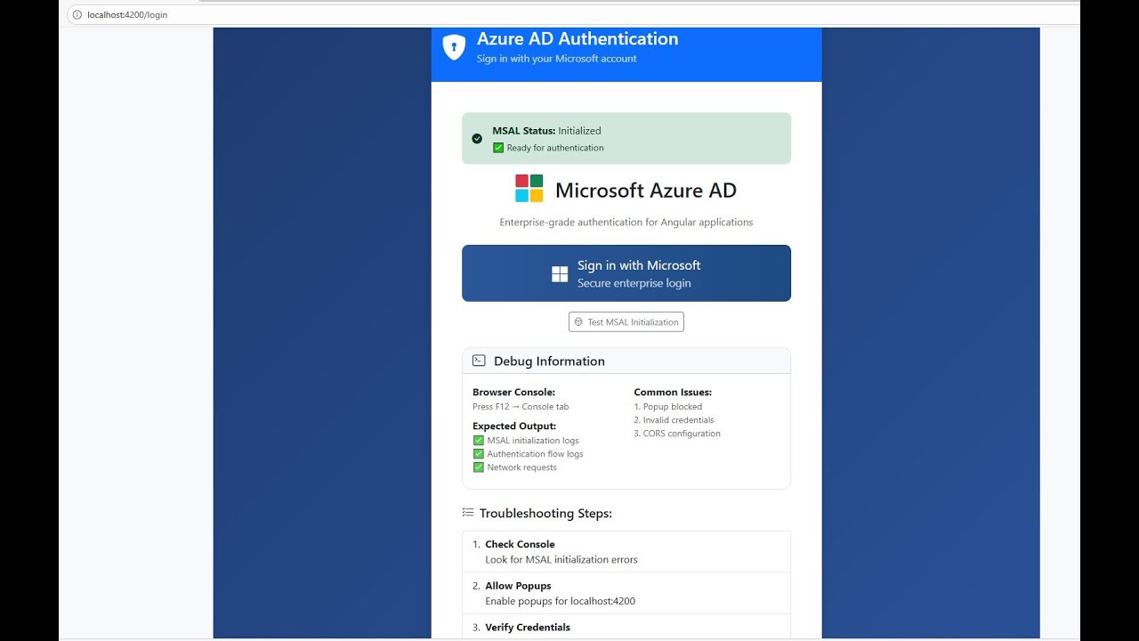 Azure AD Login in Angular 20+ (2024) | MSAL Authentication Full Project ...