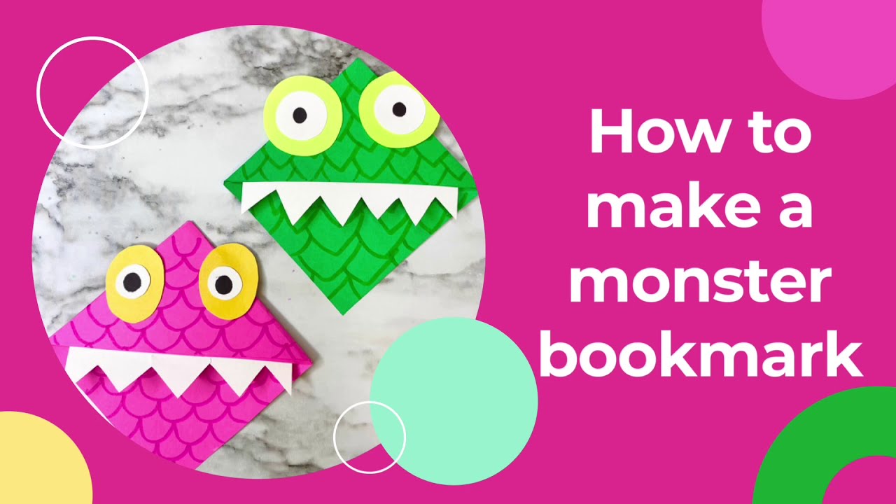 How to make an origami monster bookmark - art tutorial for kids! - YouTube