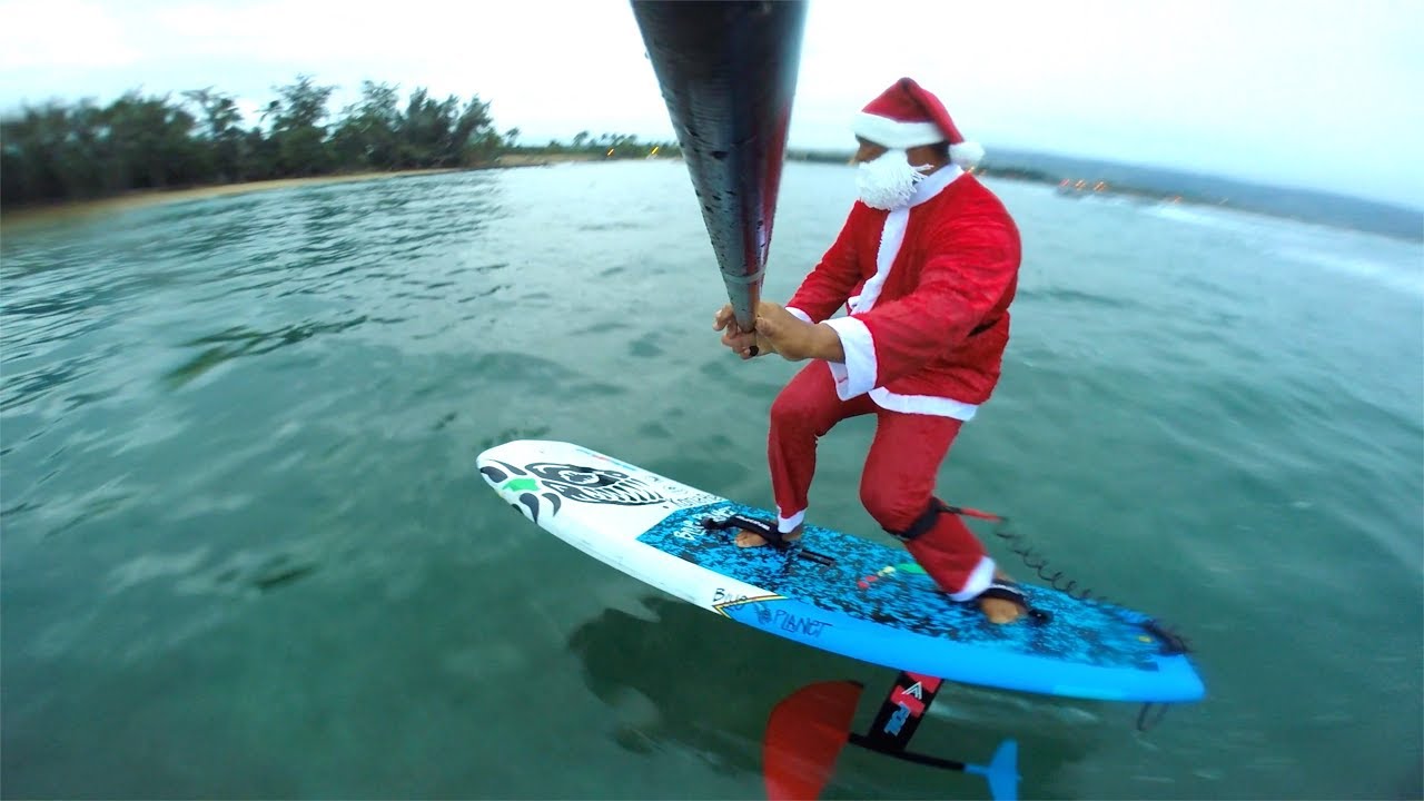 Foiling Santa sighting on the North Shore - YouTube