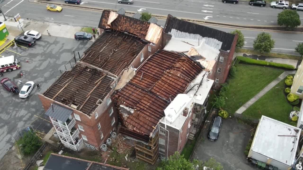 Drone video shows Richmond apartment building after winds ripped off ...