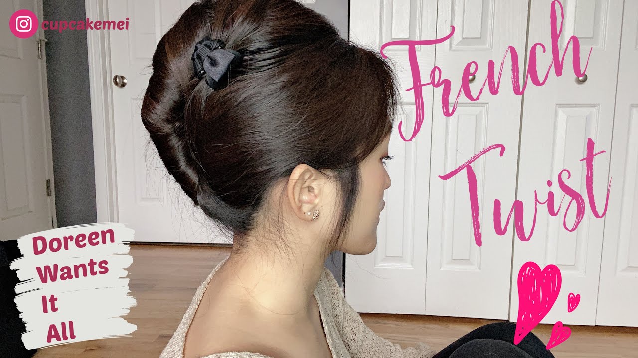 French Twist Updo Hair Tutorial 我的法式盤髮黑洞理論分享 - YouTube