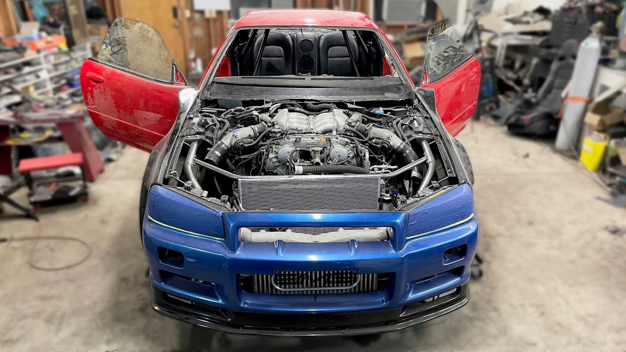 Installing R34 & R35 Interior and Roll Cage Into The R69 GT-R - YouTube