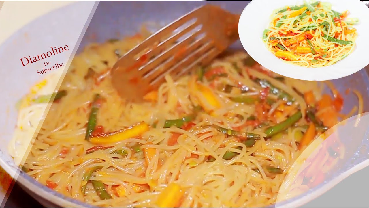 How to cook spaghetti with green beans recipe | Iga guteka Amakaroni n ...