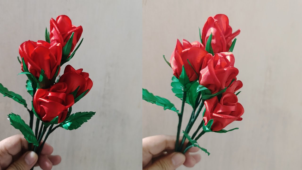 DIY ROSE BUD FROM SATIN RIBBON/ HOW TO MAKE SATIN ROSE BUD/ RIBBON ...