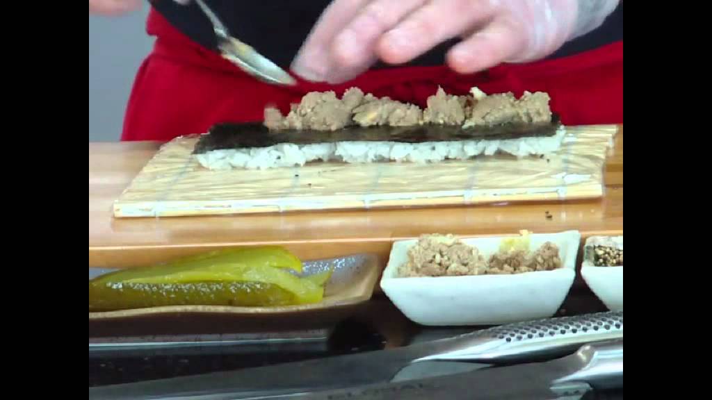Making a Chopped Liver and Pickle Sushi Roll - YouTube