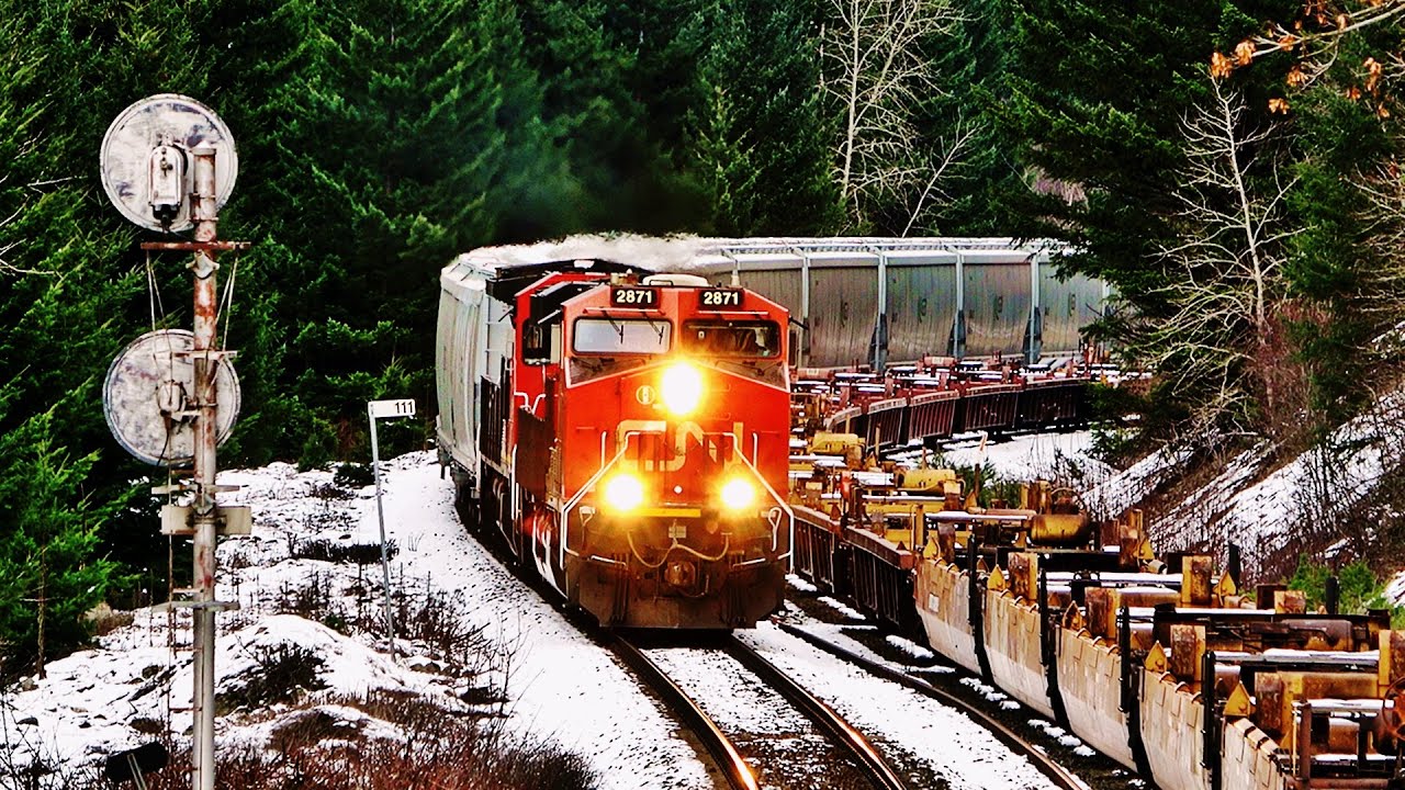 Huge Loaded Grain Train At Jackass Mountain With DPU Power On The CN ...