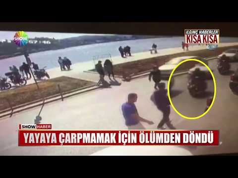 Yayaya çarpmamak için ölümden döndü
