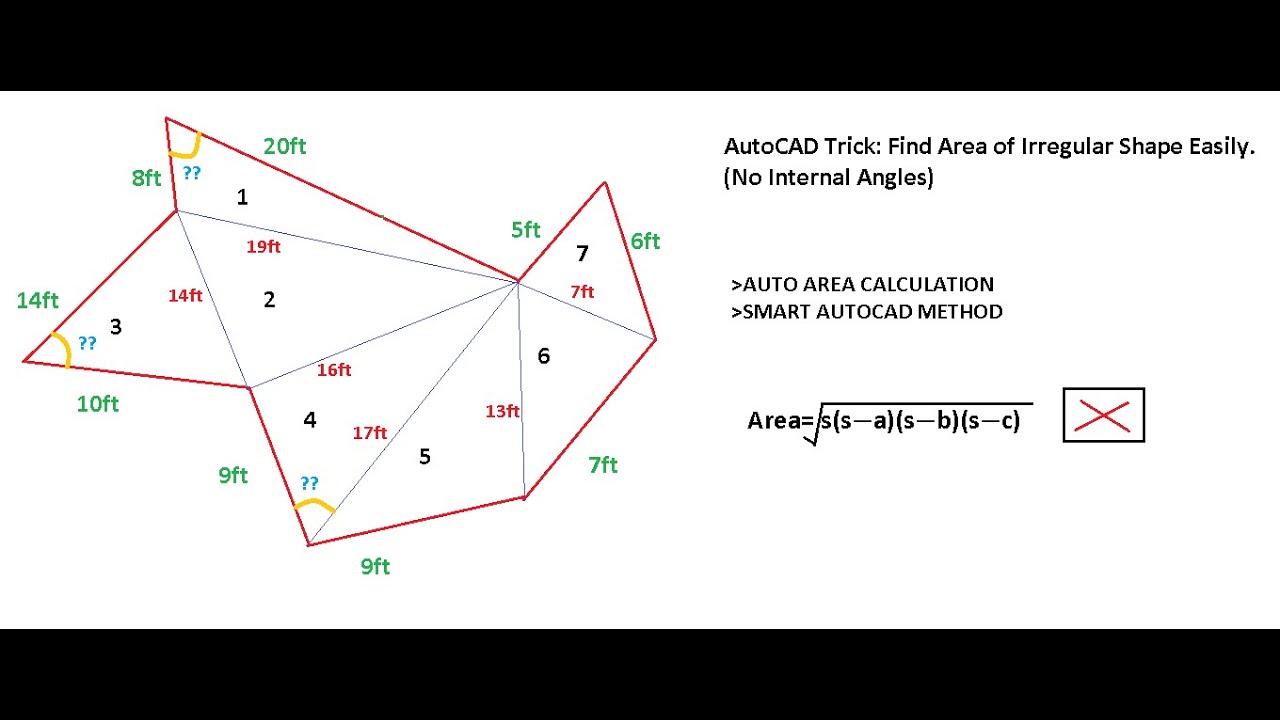How to Find Area of Irregular Shape in AutoCAD | No Angles | Without ...