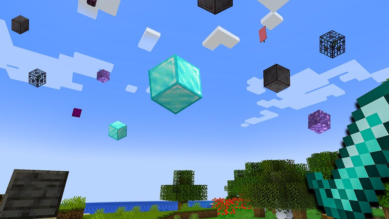Minecraft, but random blocks rain from the sky - YouTube