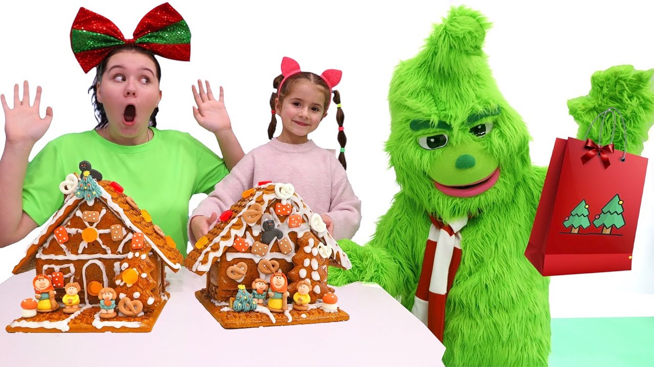 Ruby and Bonnie How to Make a Gingerbread House with the Grinch story - YouTube