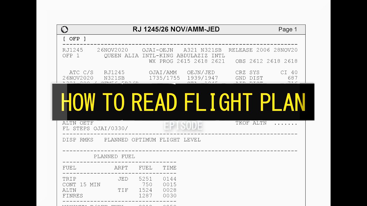 HOW TO READ FLIGHT PLAN? كيفية قراءة خطة الطيران ؟ - YouTube