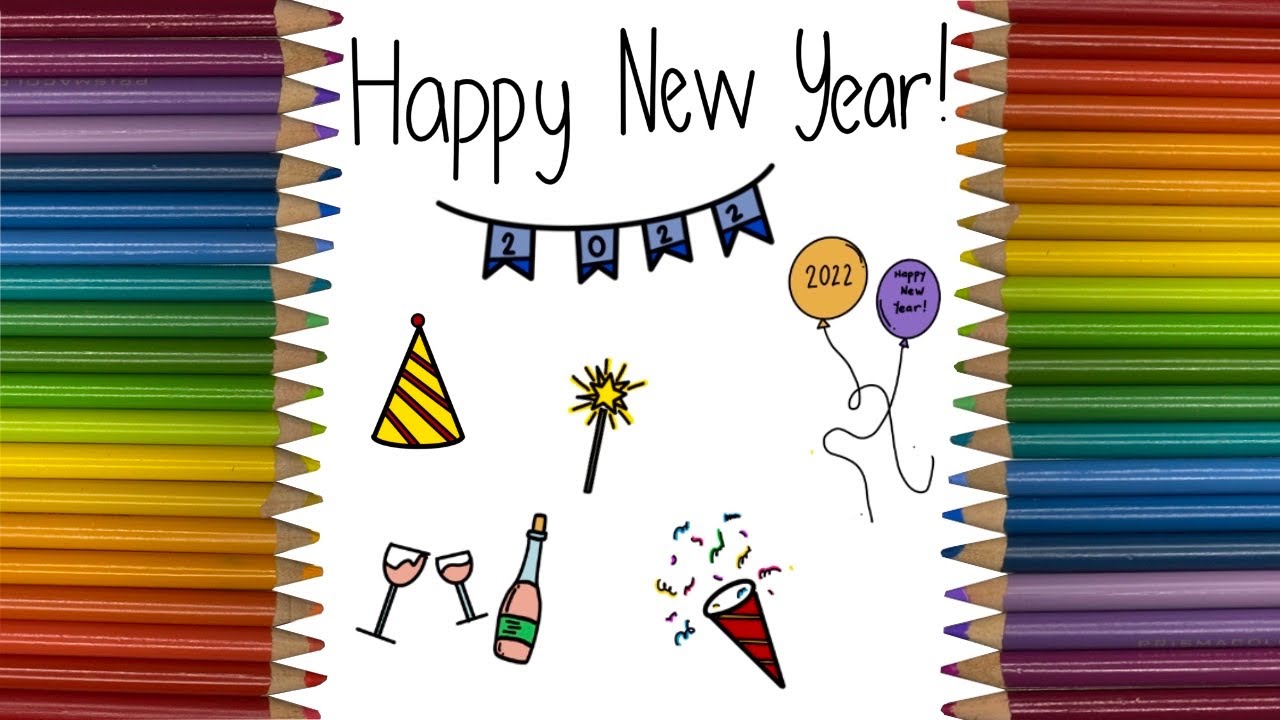 How to Draw New Year Icons | Easy Drawing Tutorials for Kids by Colours ...