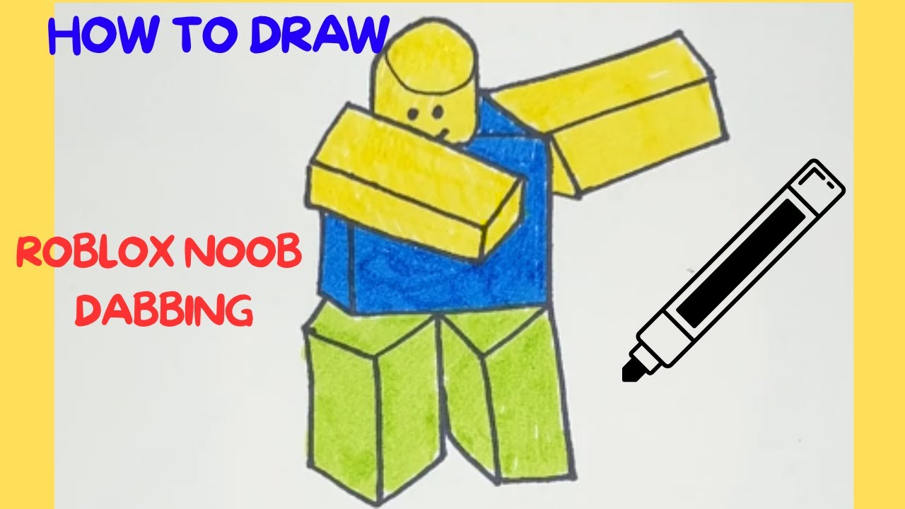 How to draw Roblox Noob dabbing-easy step by step video - YouTube