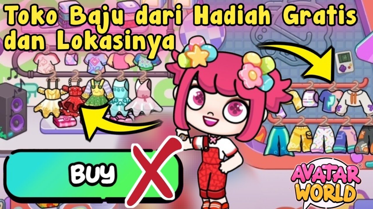 TOKO BAJU DARI HADIAH GRATIS & SEMUA LOKASINYA | AVATAR WORLD | PAZU ...