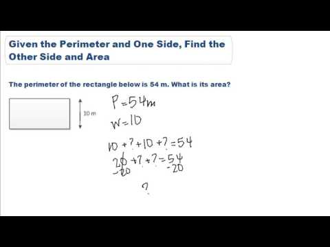 Given the perimeter and one side, find the other side and area - YouTube