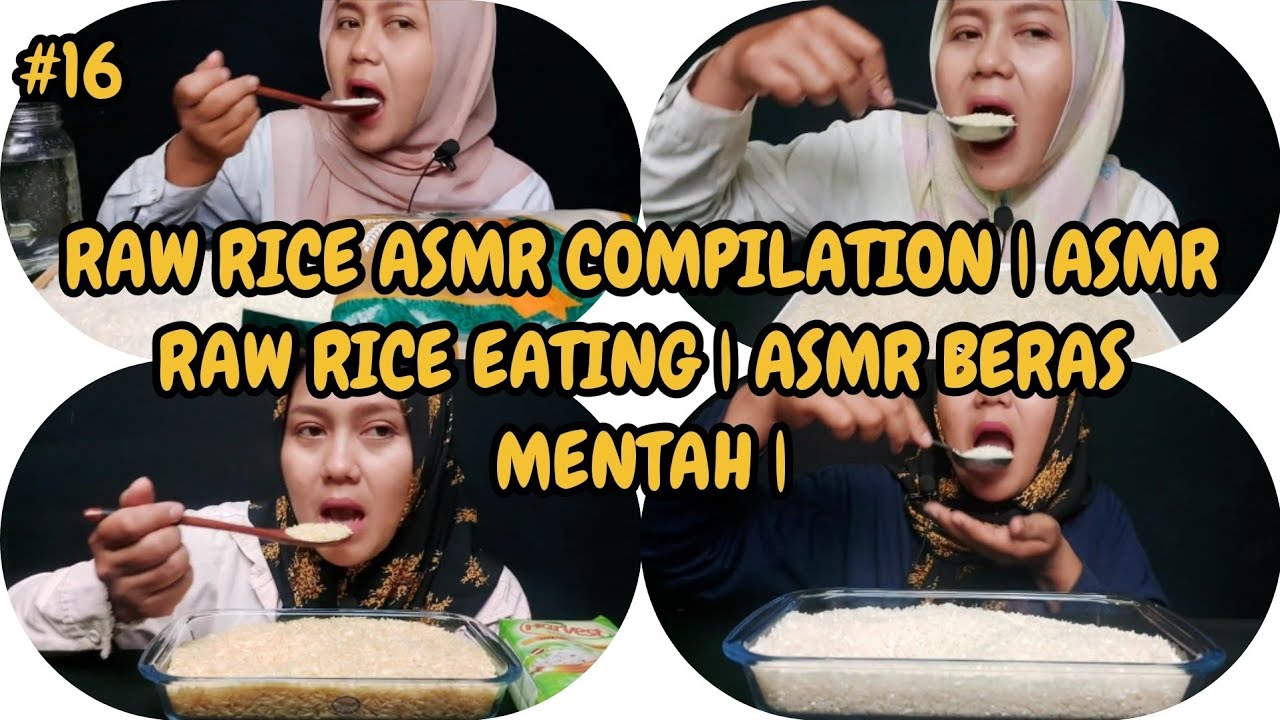 RAW RICE ASMR COMPILATION | ASMR RAW RICE EATING | ASMR BERAS MENTAH ...
