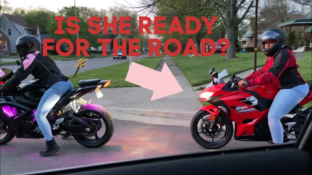 She Rode Her New Motorcycle on the Street for the 1st Time!!! - YouTube