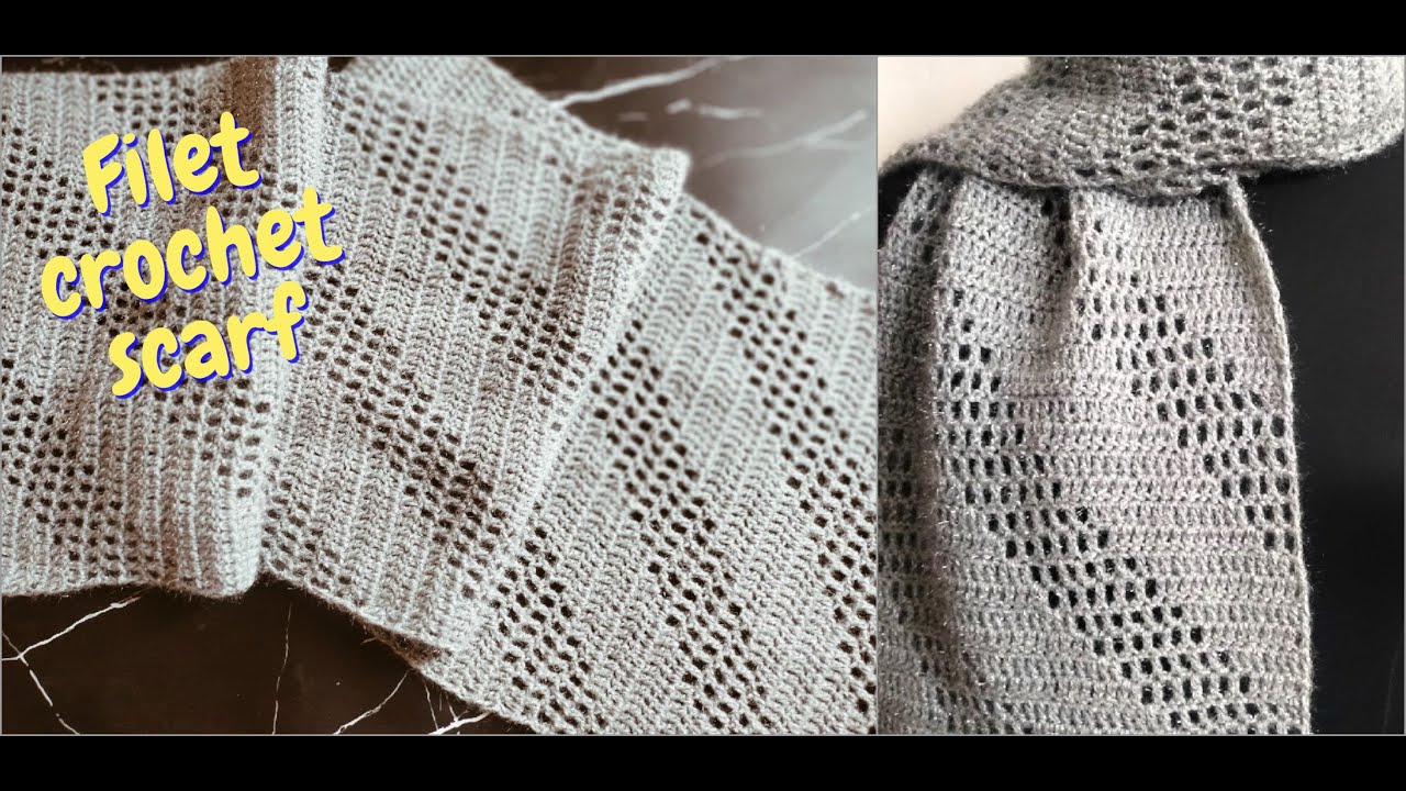 How to crochet an easy filet crochet scarf | crochet scarf for men ...