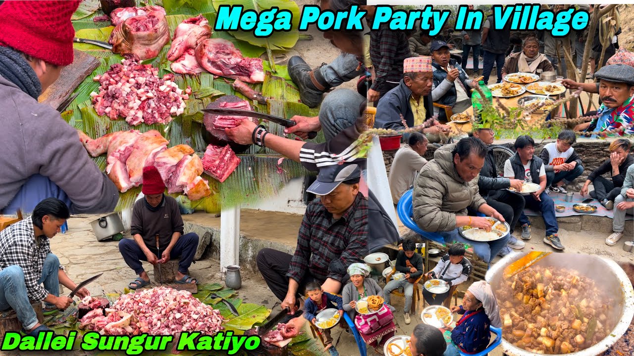 PORK CUTTING COOKING EATING IN @ThimrahangVlogs HOUSE | MEGA PORK PARTY ...
