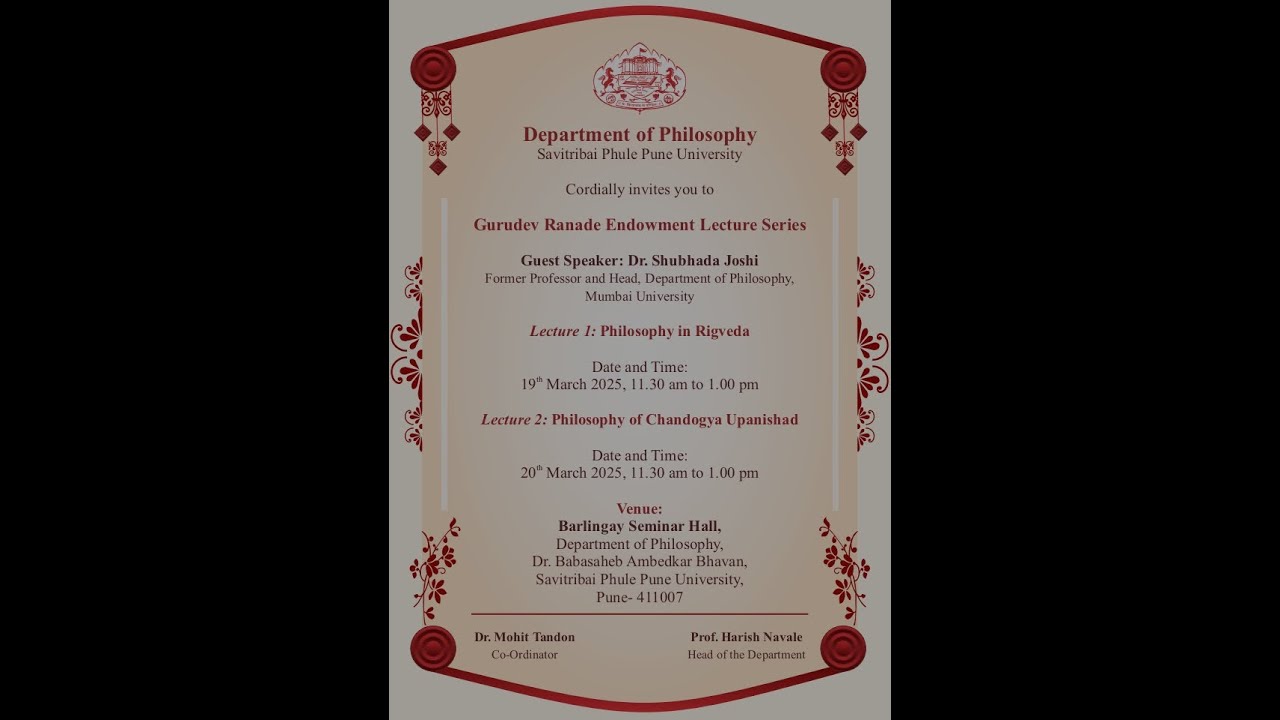 Gurudev Ranade Memorial Lecture - YouTube