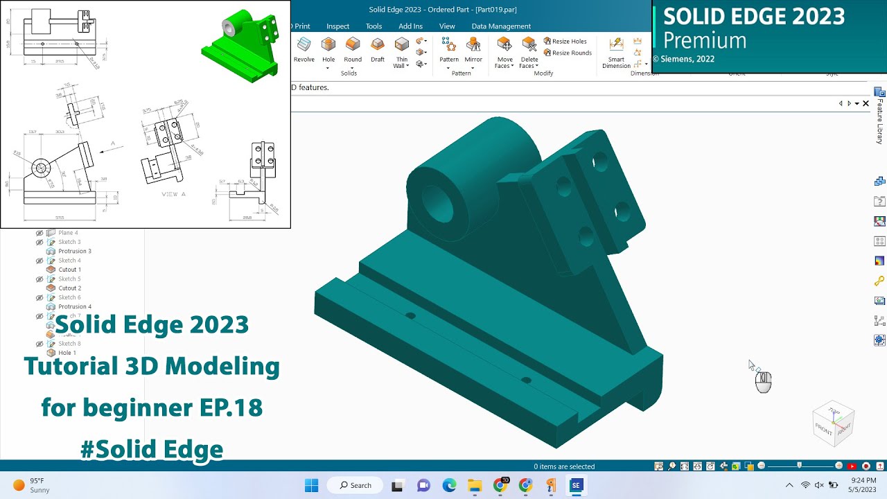 Solid Edge 2023 Tutorial - 3D Modeling for beginner EP.18 #solidedge - YouTube
