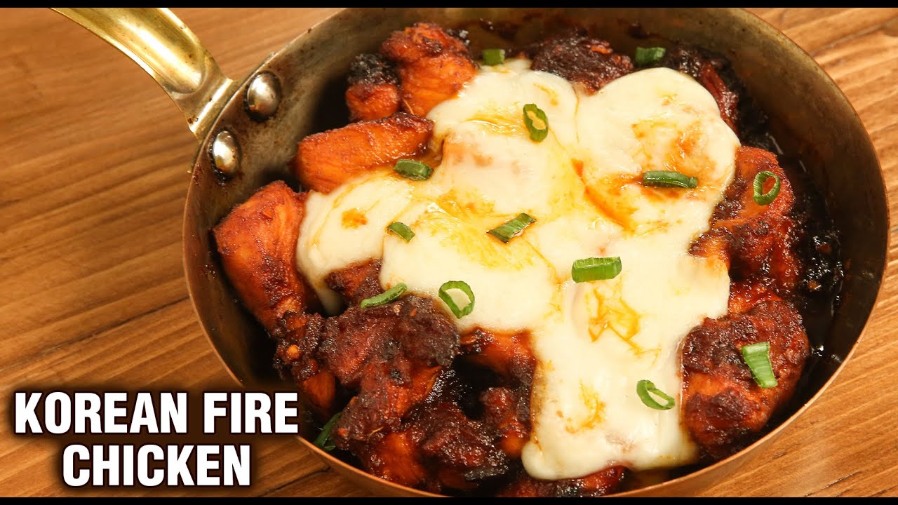 Korean Fire Chicken | Restaurant Style Cheese Buldak | How To Make Fire ...