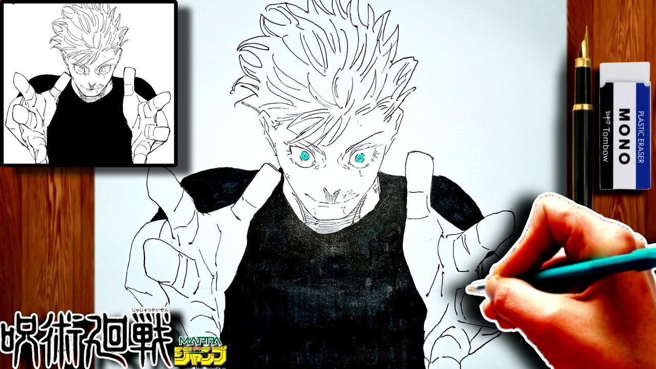 Manga Drawing Gojo | Jujutsu Kaisen | 呪術廻戦 | Step by Step Tutorial ...