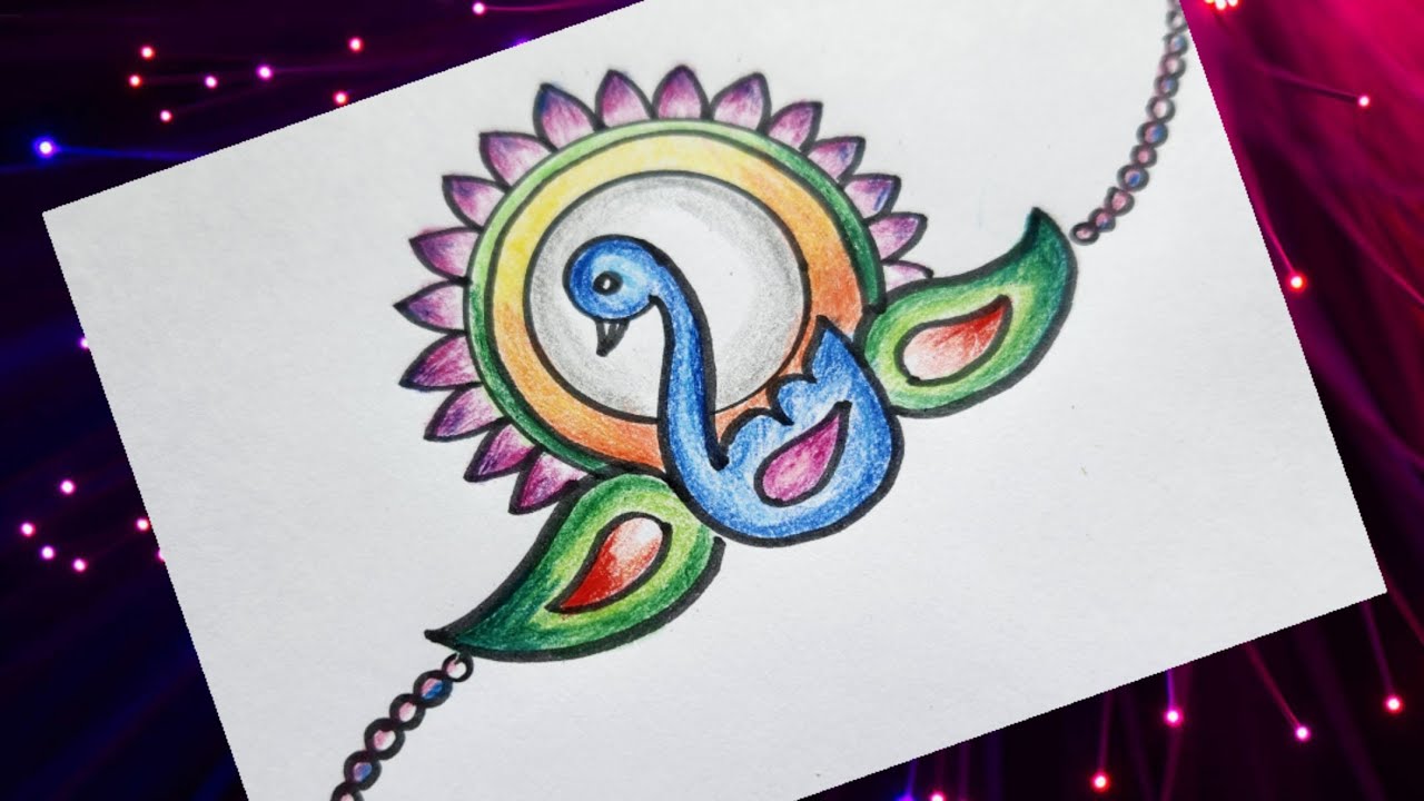 Peacock Rakhi drawing | How to draw Peacock Rakhi | Rakhi drawing ...