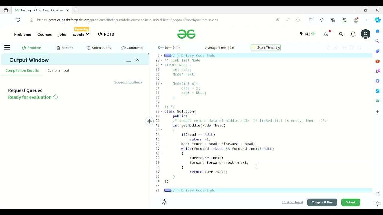 Finding Middle Element In A Linked List Practice Youtube