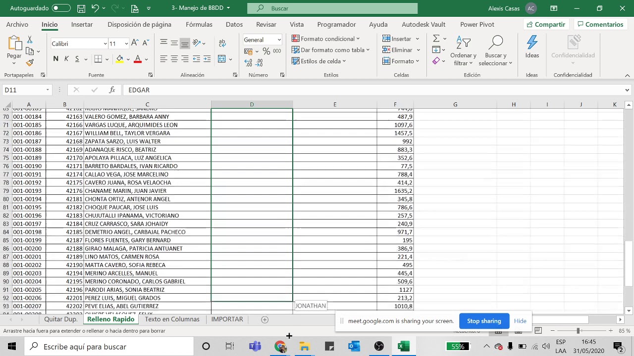 Diferentes funcionalidades de Relleno Rápido en Excel - YouTube