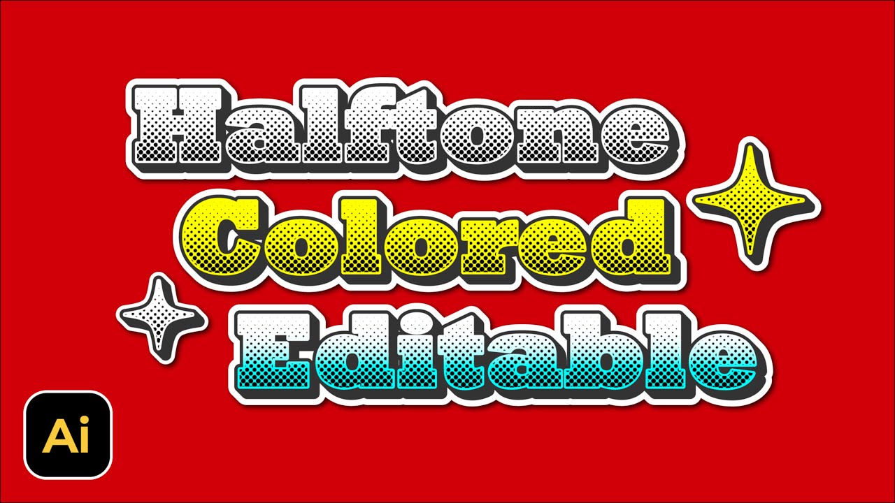 Create an Editable Colored Halftone Text Effect in Illustrator - YouTube