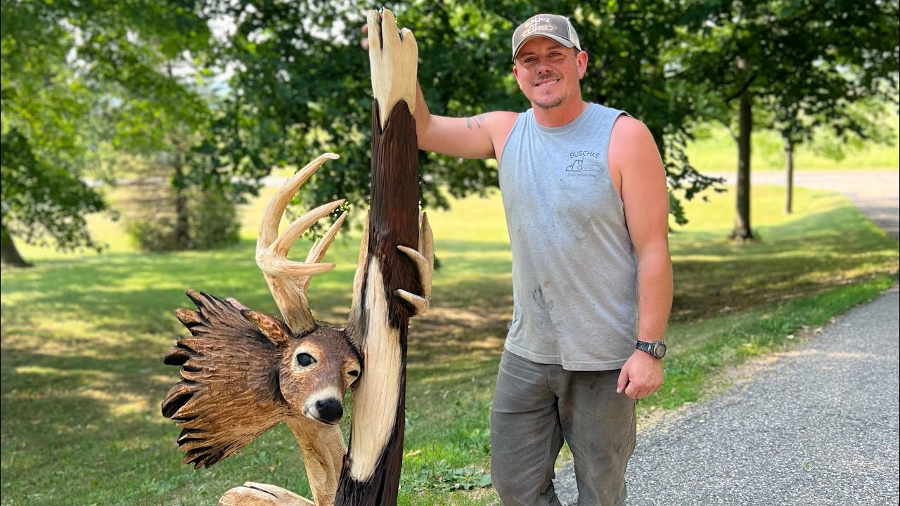 Buck Rub Carving - Wood Art - YouTube
