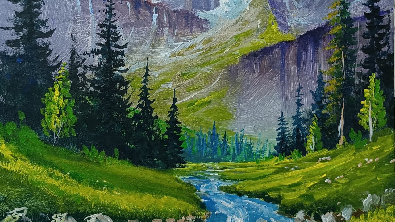 Sivri Dağlar Manzara Akrilik Boya Landscape Acrylic Painting Art - YouTube