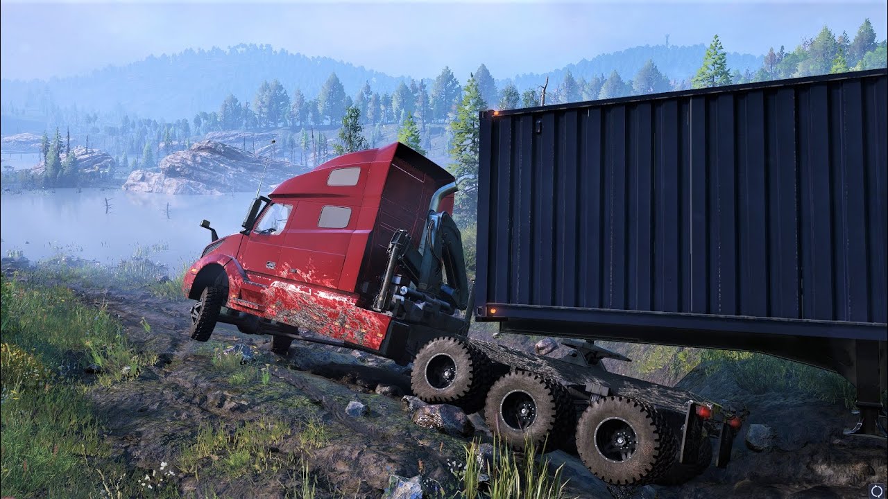 SnowRunner - Volvo VNL 8x8 - Trailer Driving Uphill Offroad ...