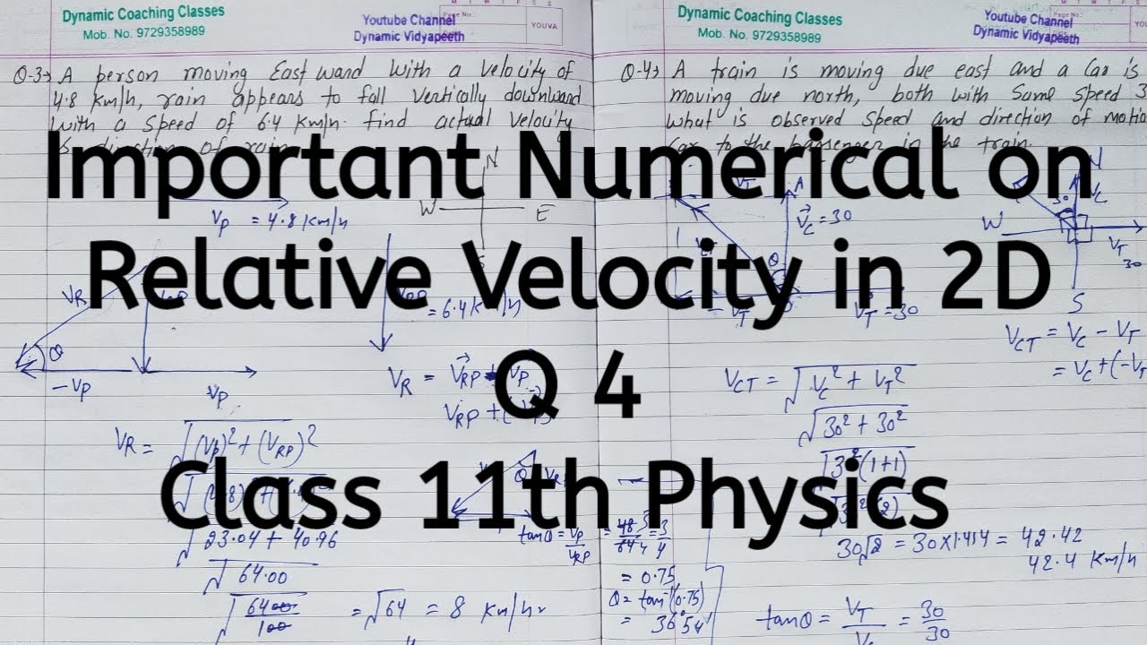 Important Numerical on Relative Velocity in 2 D | Chapter 4 | Motion in ...