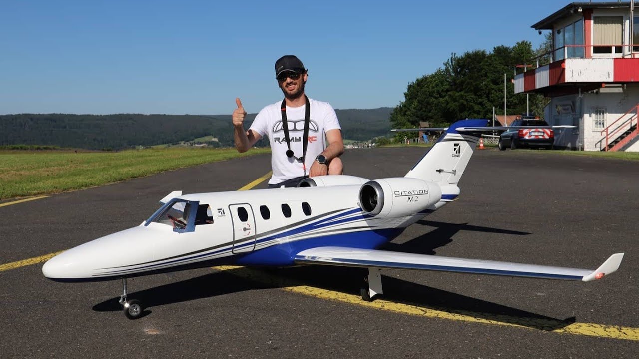 Homemade RC Jet Citation M2, Maiden flight - YouTube