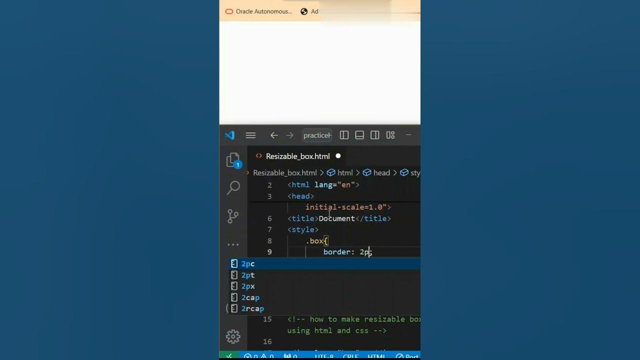 Resizable Box Using Html And Css Css Html Htmltags Js Youtube 3113