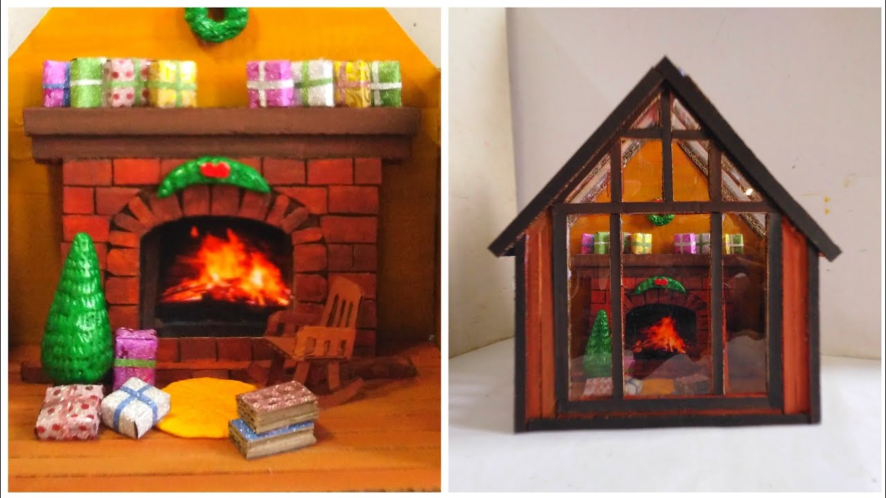 DIY Amazing Christmas House With A Fireplace/DIY Christmas House using ...