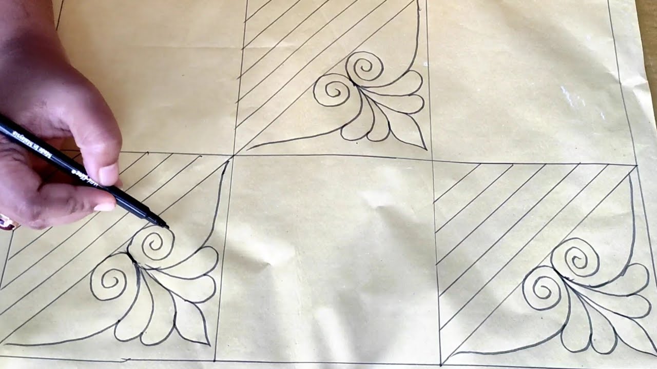 how to draw nakshi kantha tutorial||new nakshi kantha design||nokshi ...