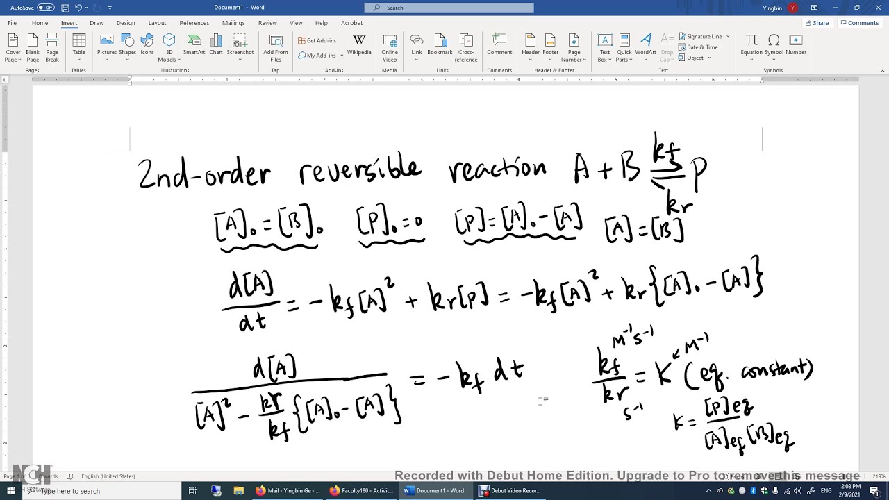 Integrated Rate Law For Second order A B P Reversible Reactions YouTube Integrated Rate Law For Second order A B P Reversible Reactions YouTube