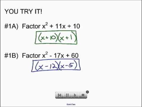 Honors Algebra 10.5 Factoring ax2bxc when a1 - YouTube