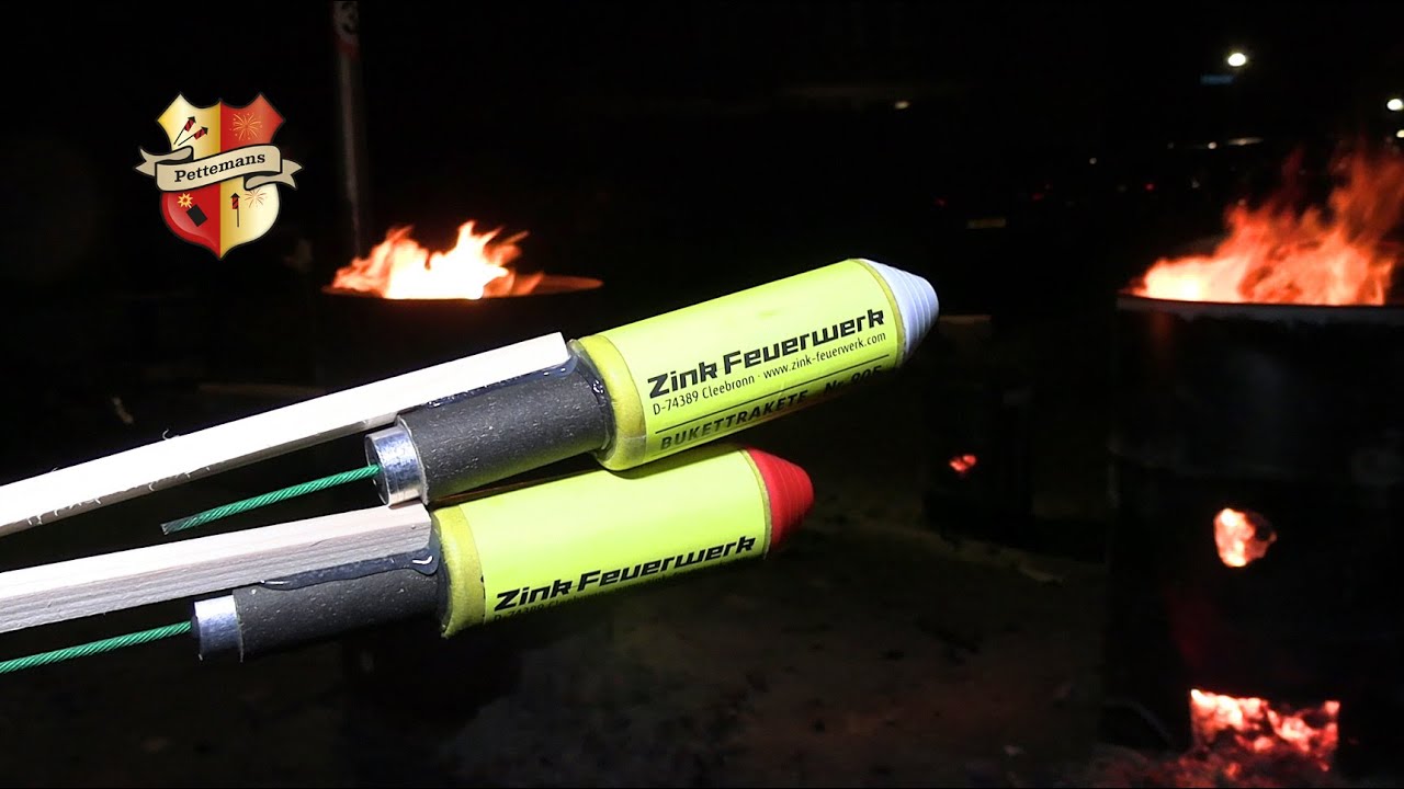 Bukettrakete Zink 905 wit en rode dop Vuurwerk - YouTube