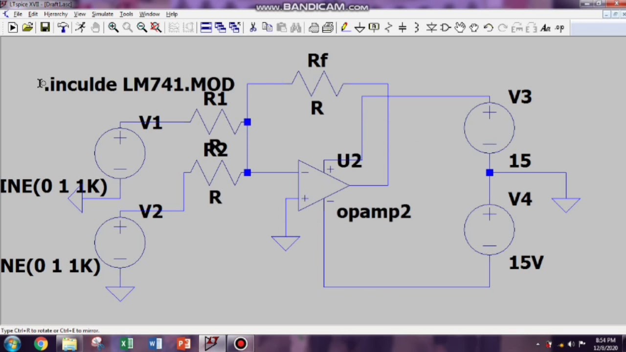 ELEKTRONIKA DASAR; Analisis Operational Amplifier menggunakan LTSpice ...