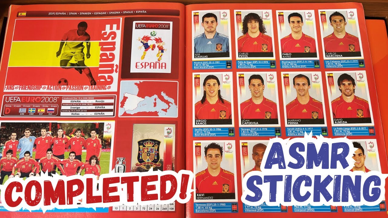 100%completed! Sticking Euro 2008 stickers to relax | ASMR | no talk ...